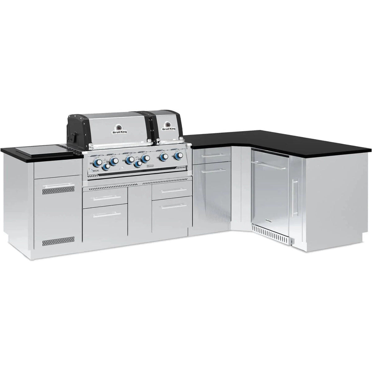 Broil King 7-1/2 ft. Outdoor Kitchen Island with Imperial S 690G & Ref ...